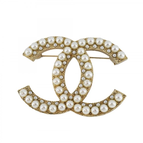 CHANEL | Jewelry | Chanel Brooch Coco Mark Fake Pearl Gp Plated ...